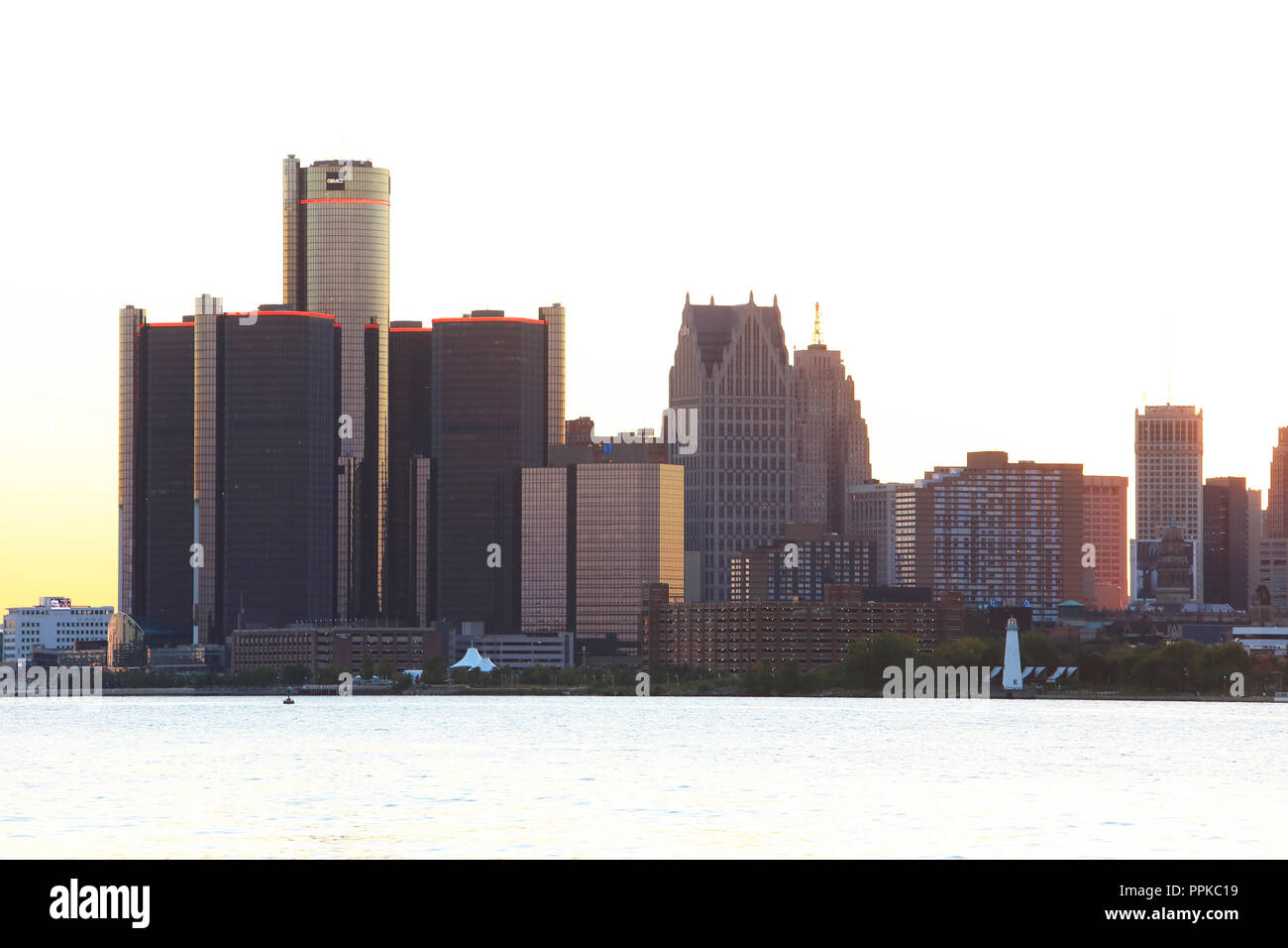 Detroit skyline sunset hi-res stock photography and images - Alamy