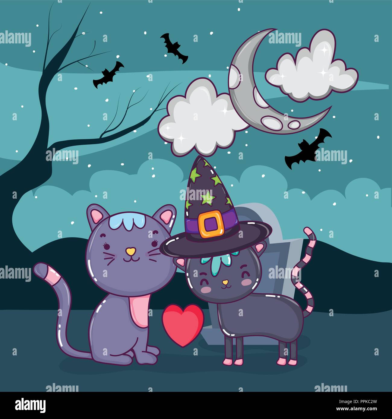 Halloween cute cat cartoons Stock Vector Image & Art - Alamy