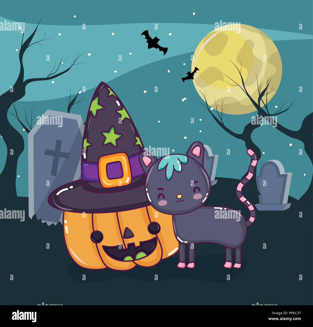 Halloween cute cat cartoons Stock Vector Image & Art - Alamy