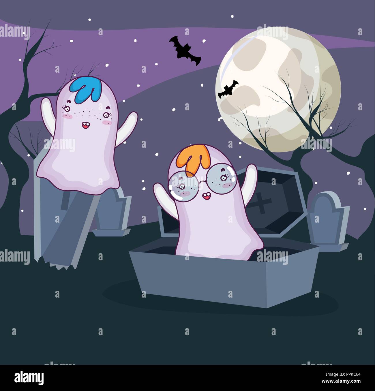 Halloween ghosts cartoons Stock Vector Image & Art - Alamy