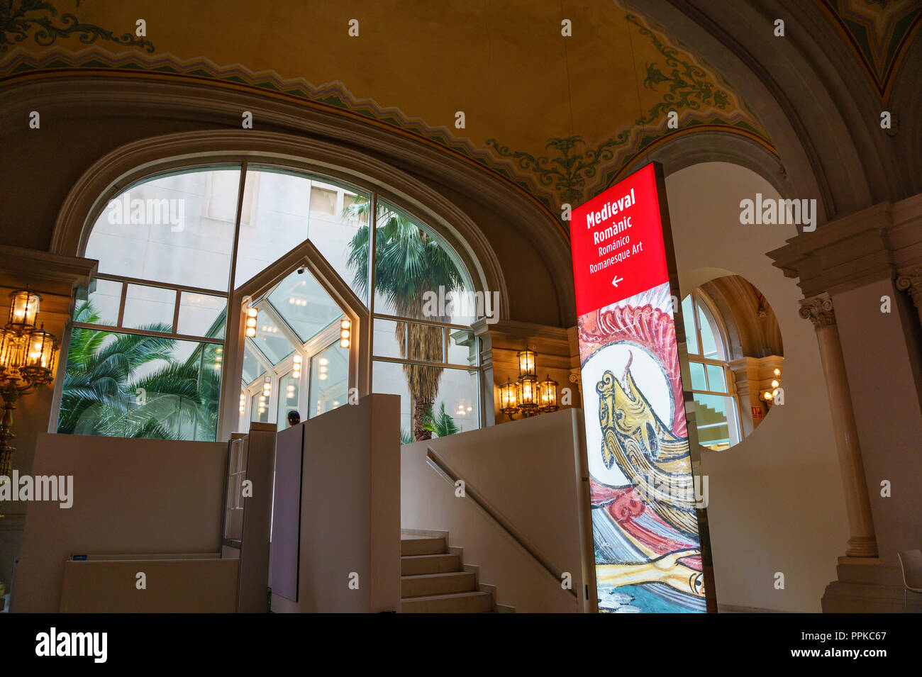 Interior of the Museu Nacional d'Art de Catalunya or National Art ...