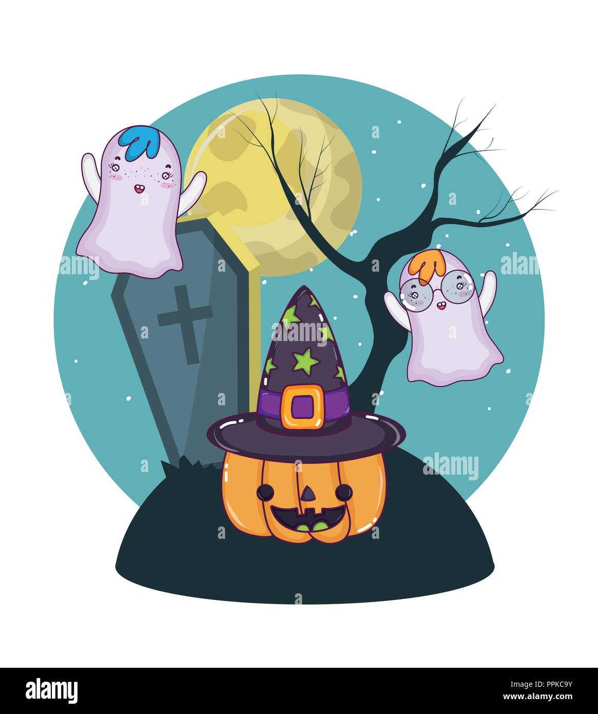 Halloween ghosts cartoons Stock Vector Image & Art - Alamy