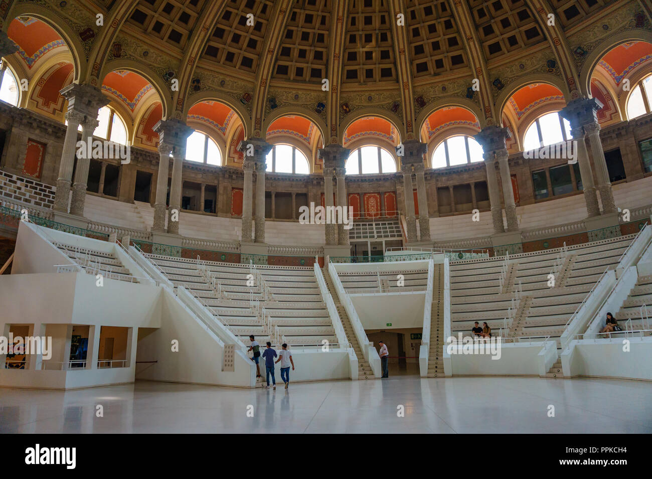 Interior of the Museu Nacional d'Art de Catalunya or National Art ...