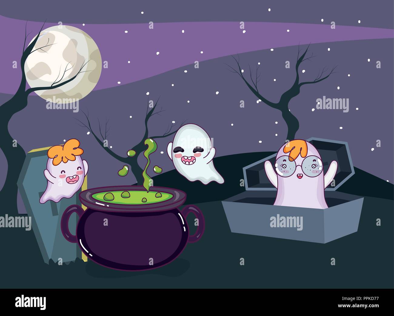 Halloween ghosts cartoons Stock Vector Image & Art - Alamy