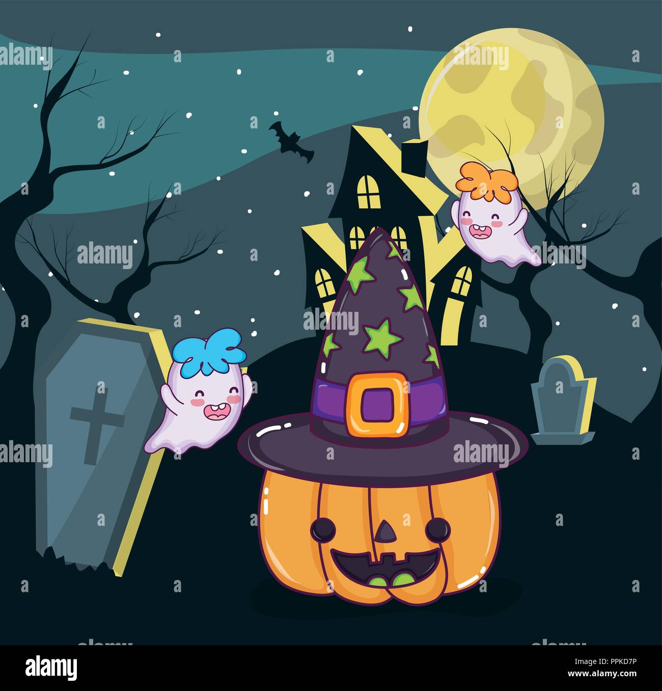 Halloween ghosts cartoons Stock Vector Image & Art - Alamy