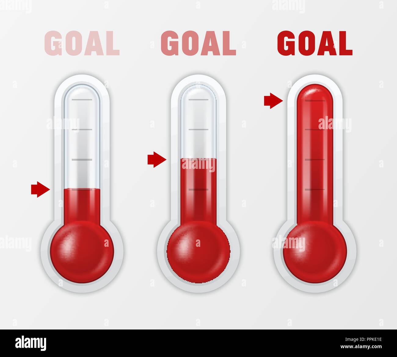 Vector realistic 3d glass meteorology, weather thermometer scale sign ...
