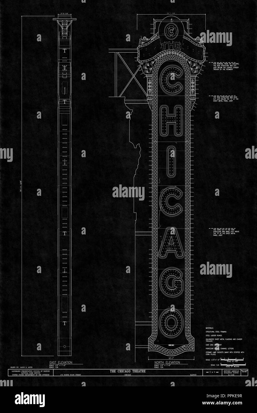 Chicago Theatre Blueprint 3 Stock Photo - Alamy