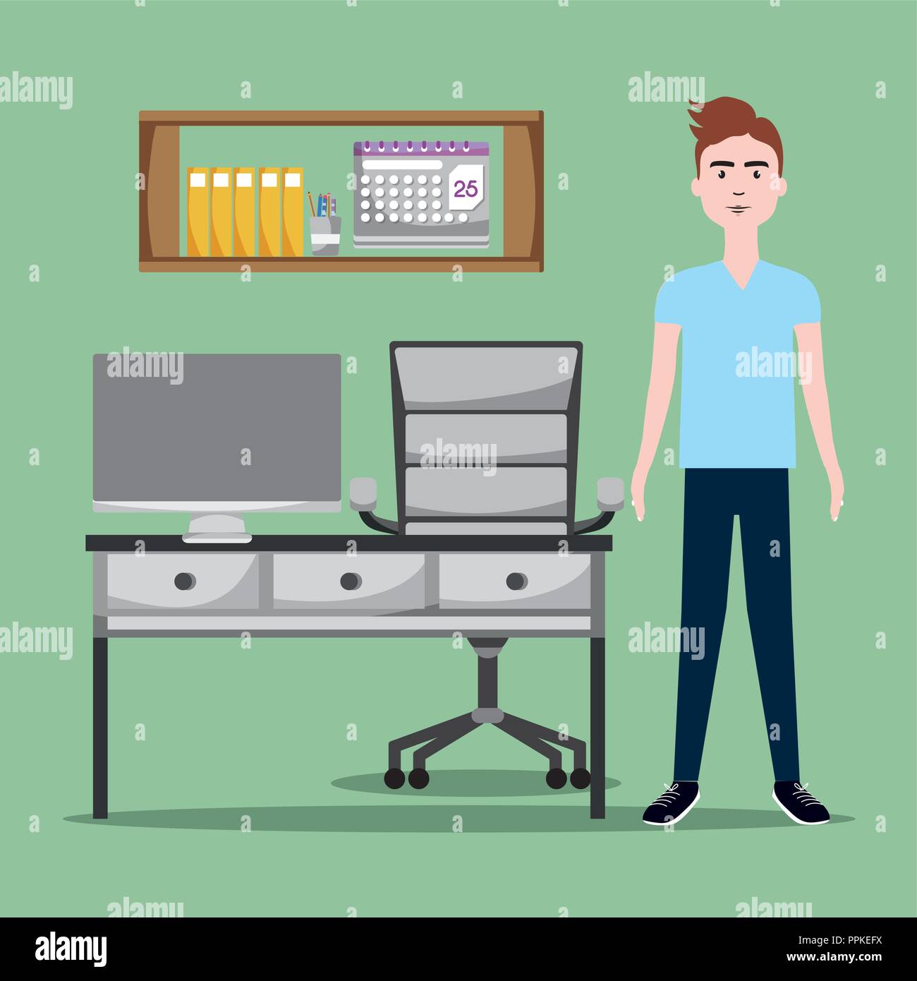 Worker inside office Stock Vector Image & Art - Alamy