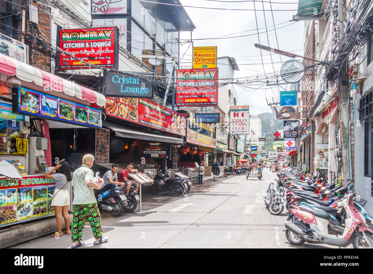 Patong, Thailand - 9th August 2018: Typical street with bars ...