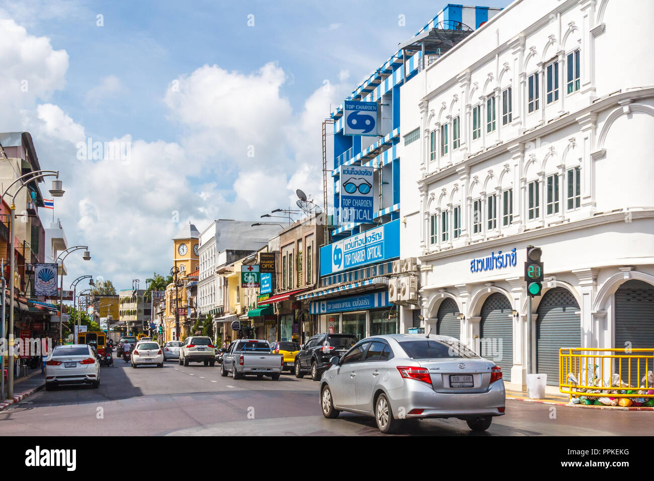 Phuket, Thailand - 2nd September 2018: Traffic on Phuket Road. The road ...