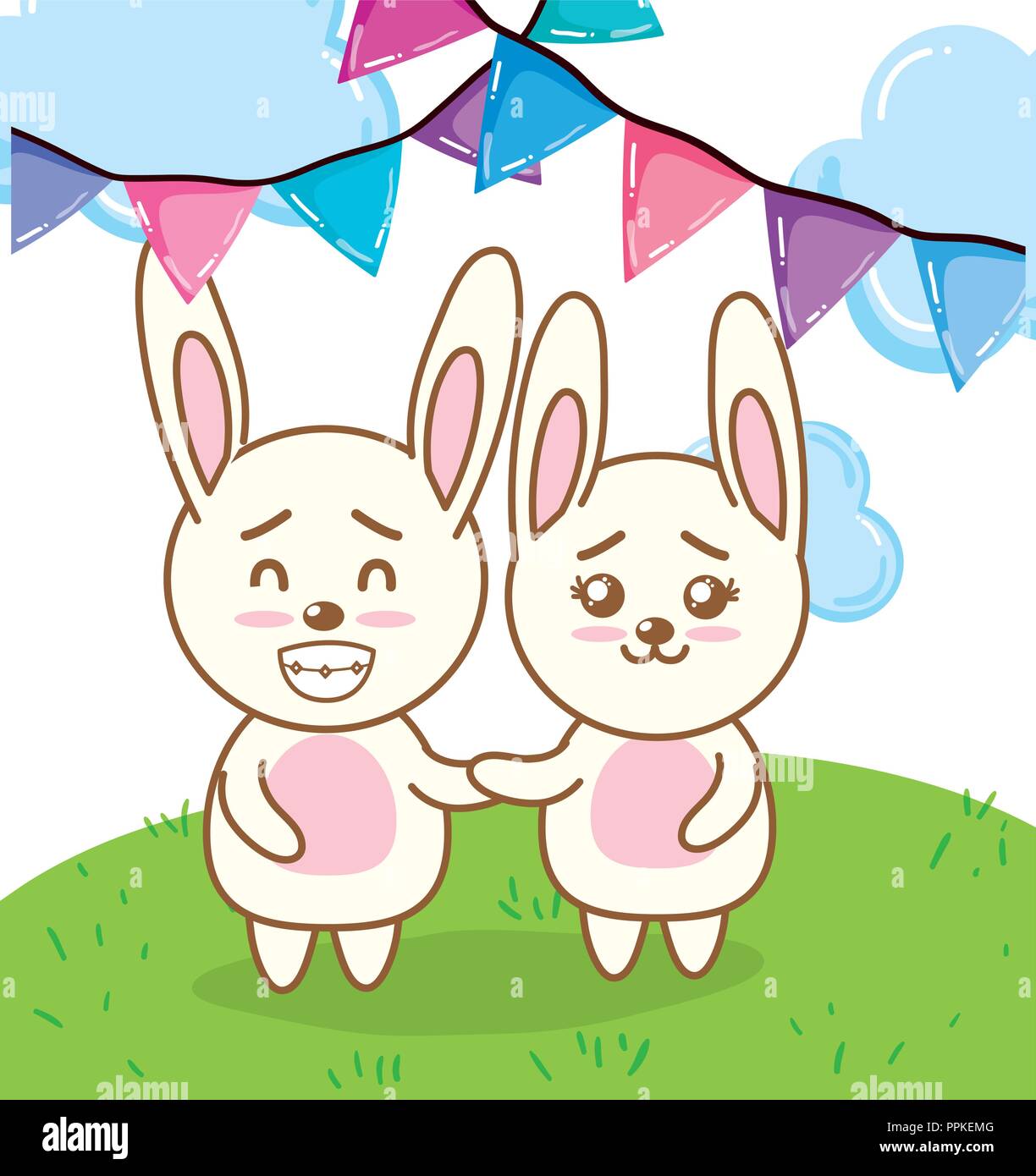 Happy birthday rabbits cartoons Stock Vector Image & Art - Alamy