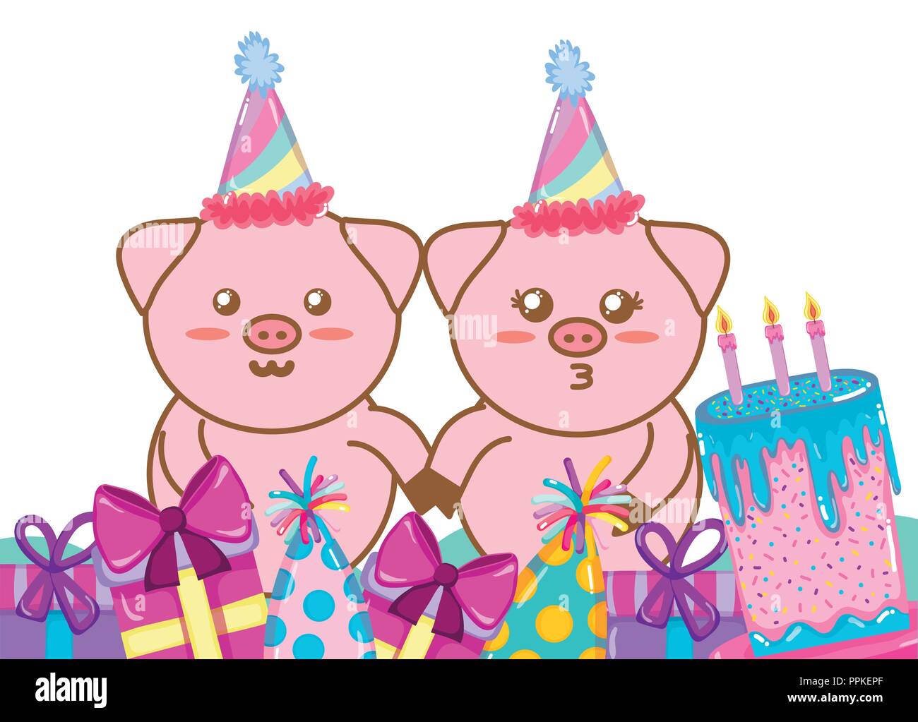 Happy birthday pigs cartoons Stock Vector Image & Art - Alamy