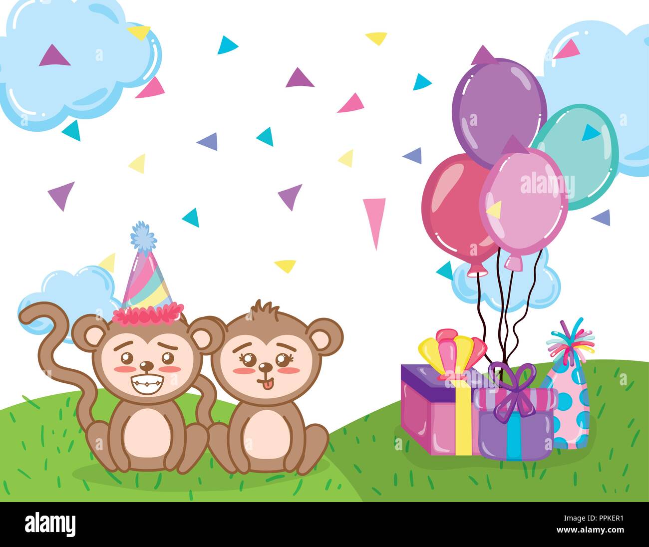 Happy birthday monkey Stock Vector Image & Art - Alamy