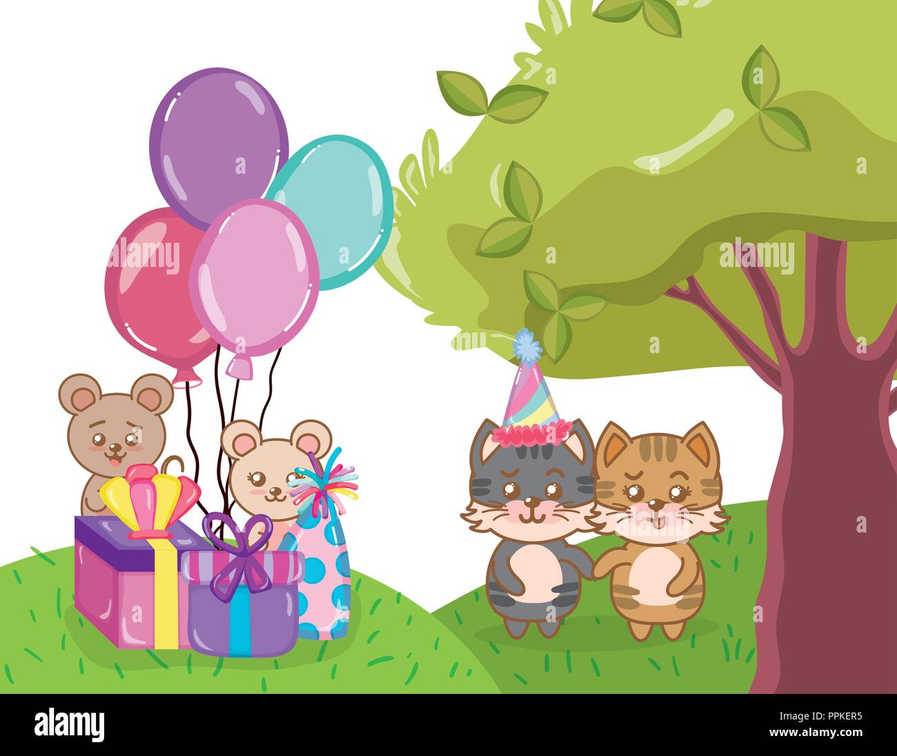 Happy birthday animals party Stock Vector Image & Art - Alamy