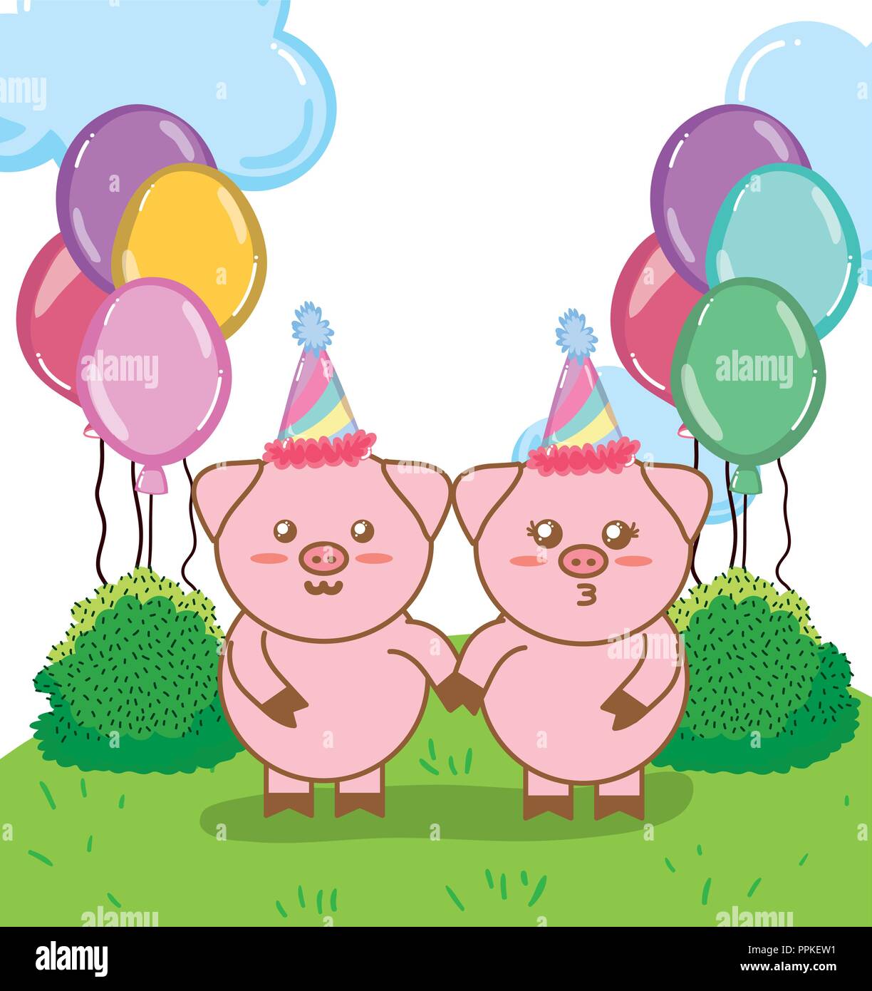 Happy birthday pigs cartoons Stock Vector Image & Art - Alamy