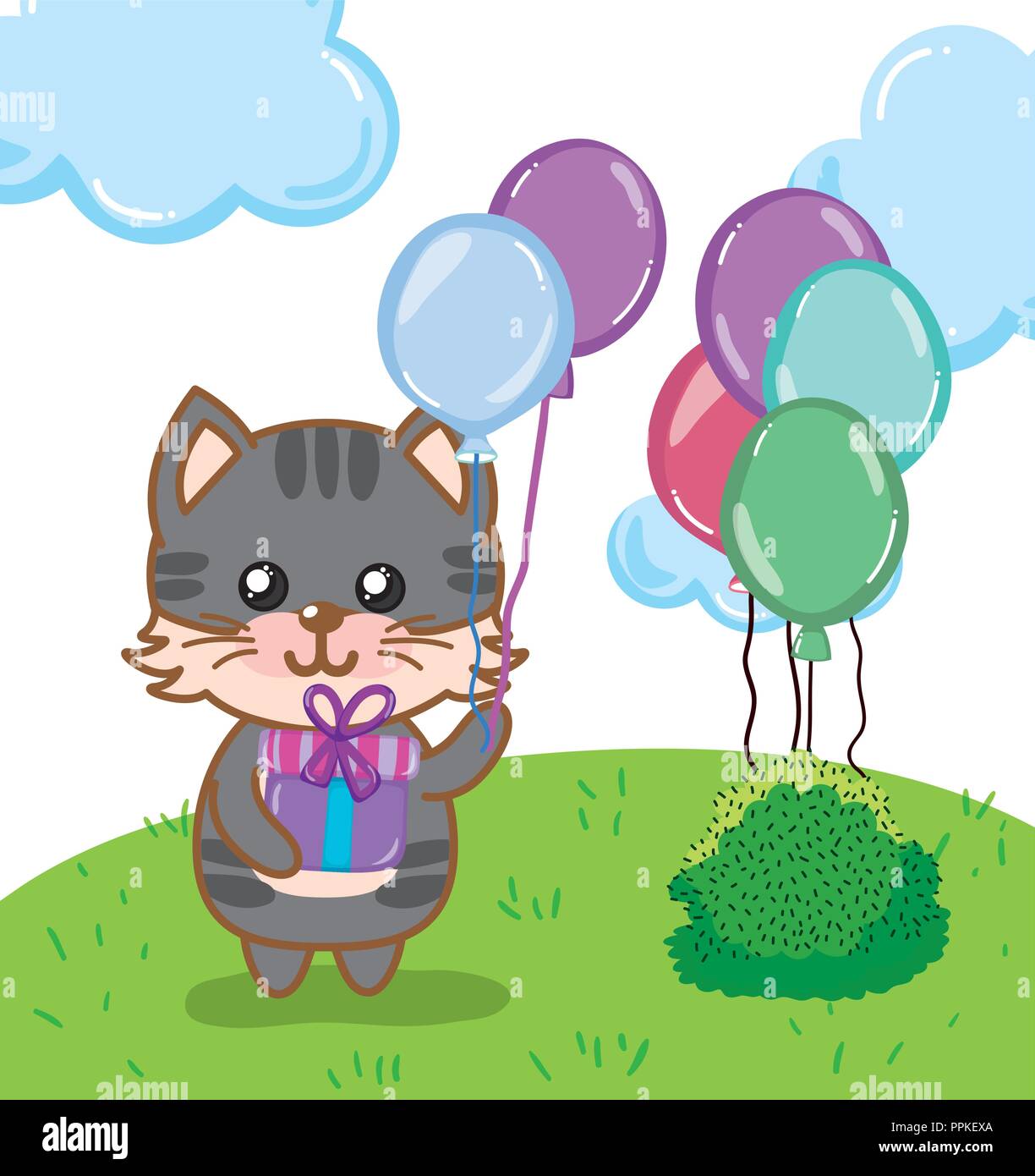 Happy Birthday Cat Stock Vector Image And Art Alamy