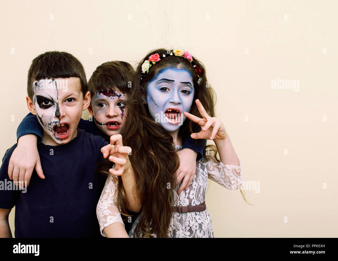 zombie apocalypse kids concept. Birthday party celebration facep Stock ...