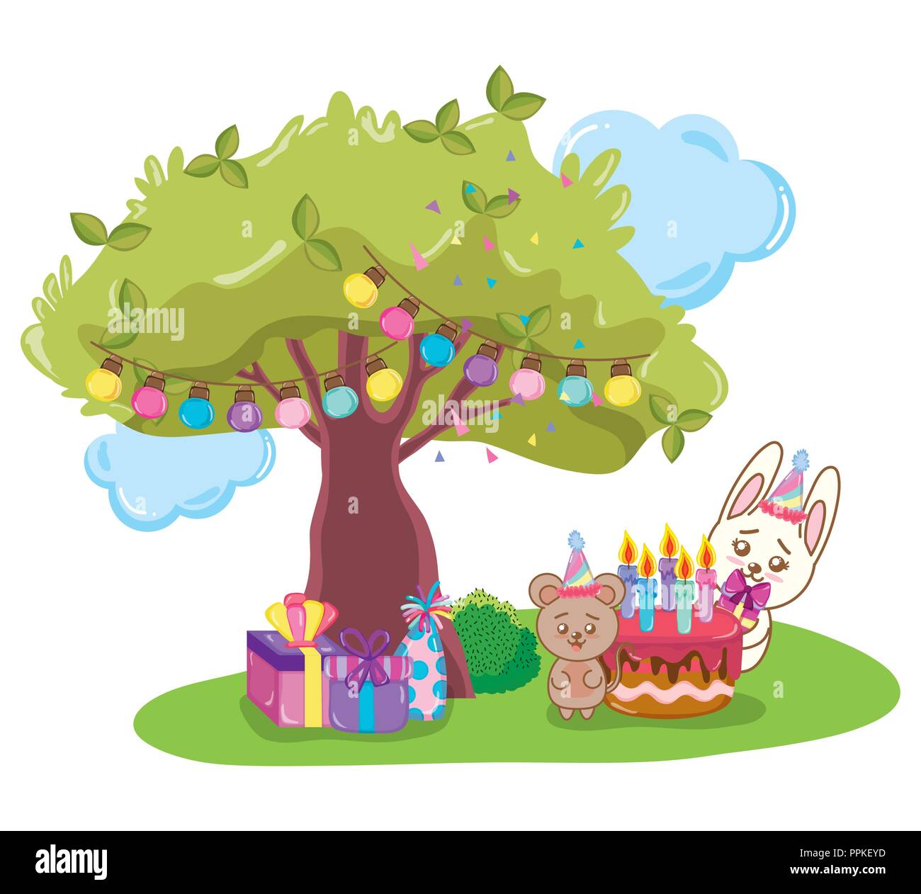 Happy birthday rabbit cartoons Stock Vector Image & Art - Alamy