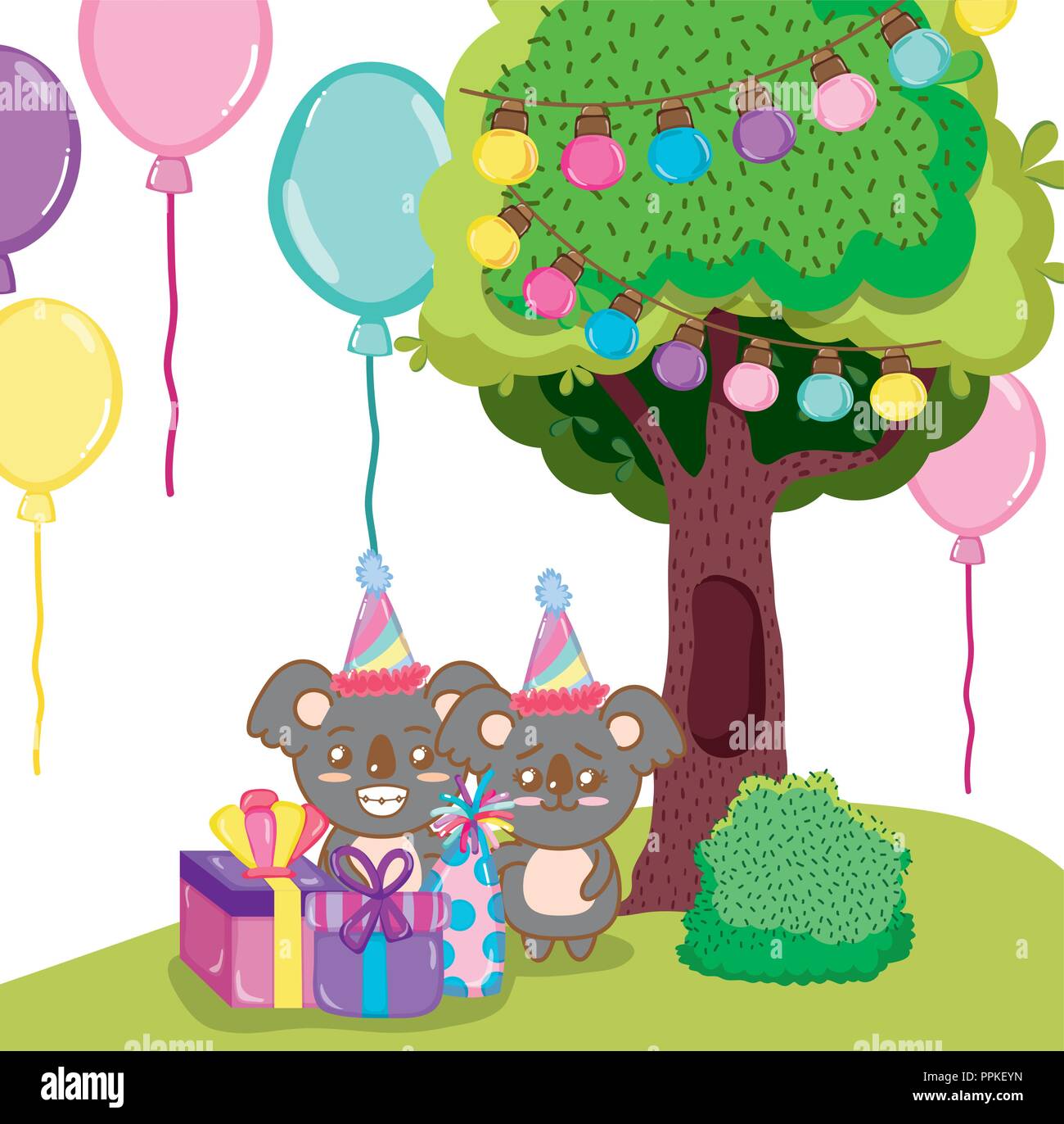 Happy birthday koalas Stock Vector Image & Art - Alamy