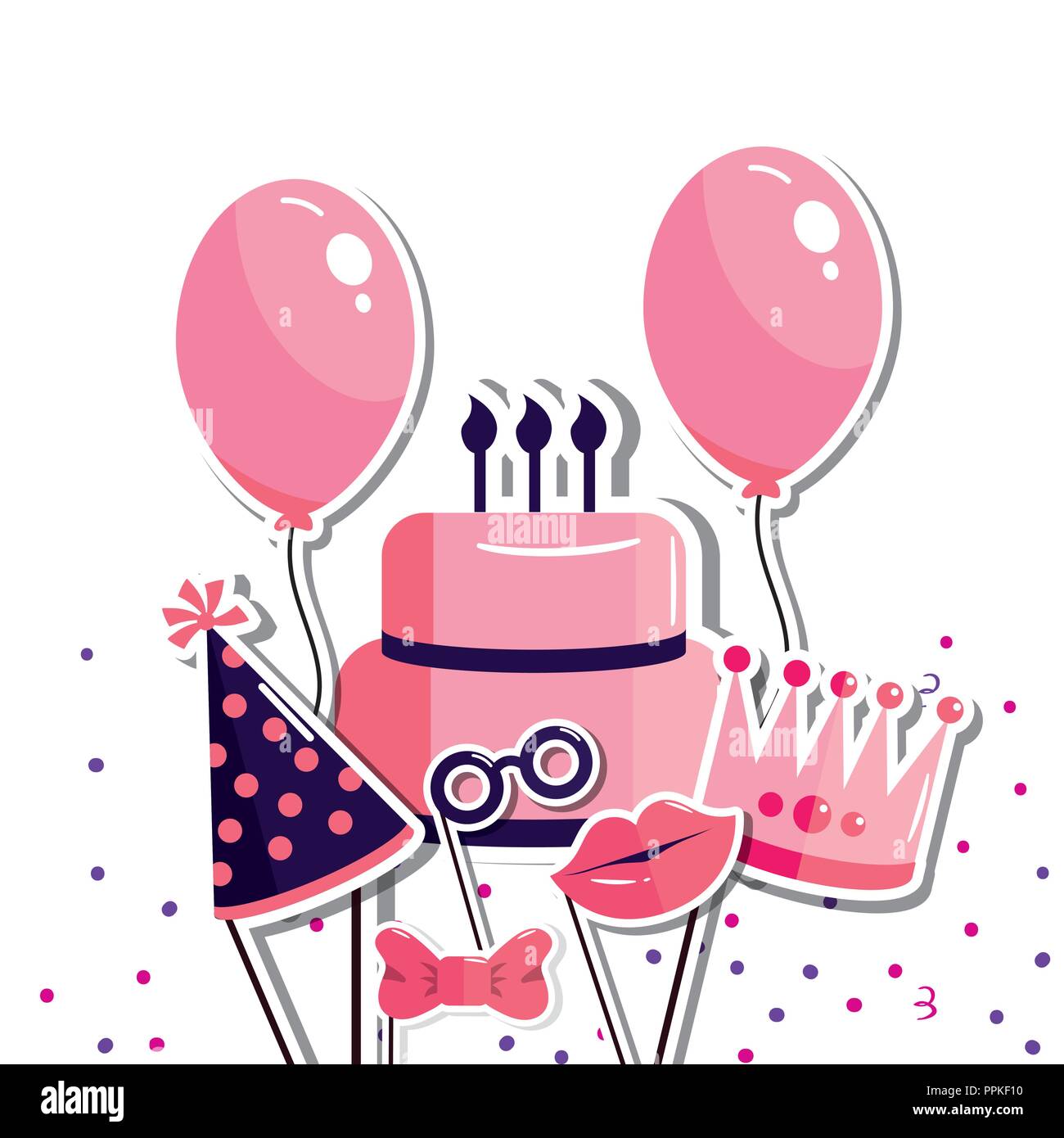 Cake balloons gift bow Cut Out Stock Images & Pictures - Alamy