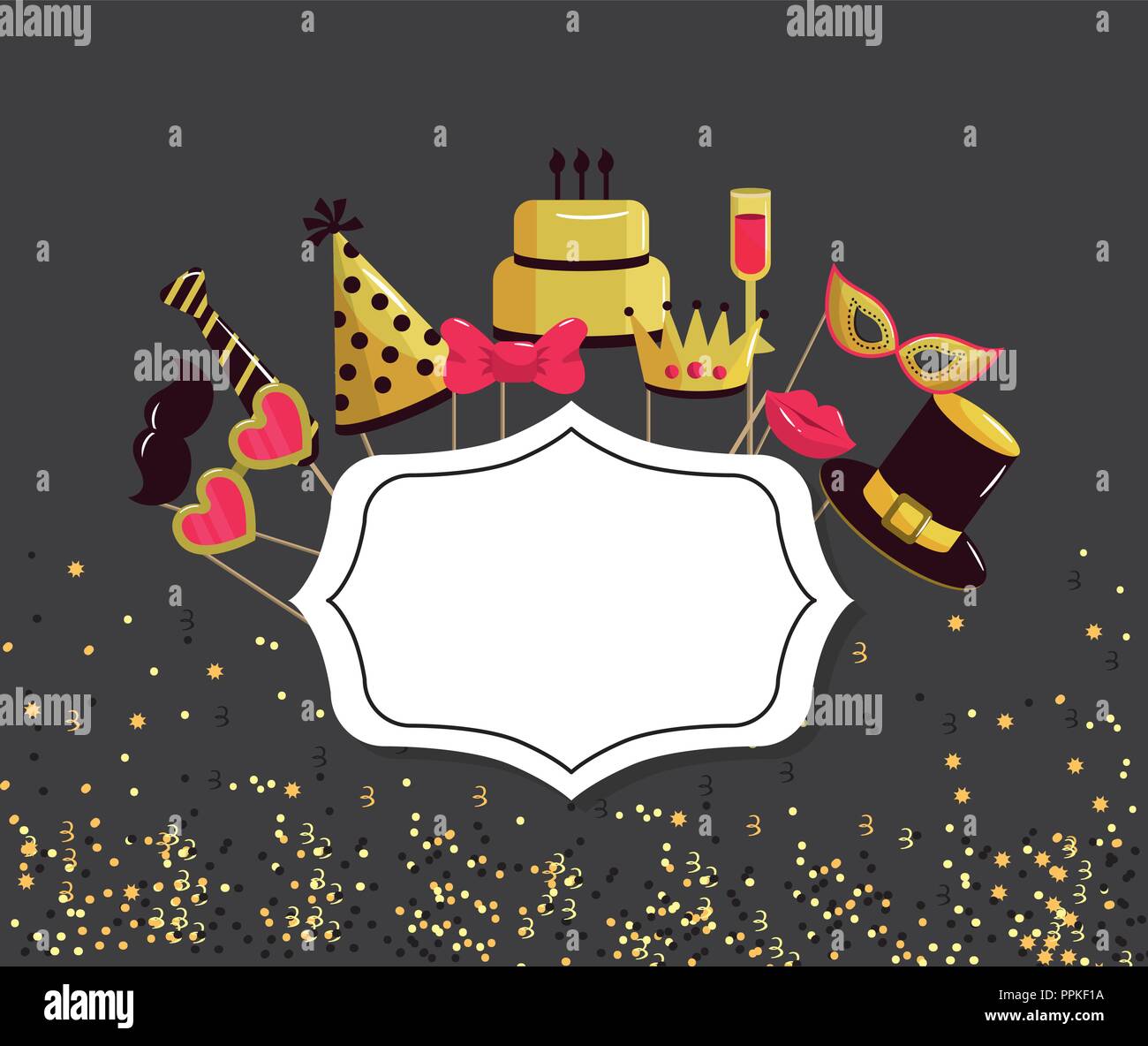 emblem with happy birthday decoration event Stock Vector Image & Art ...