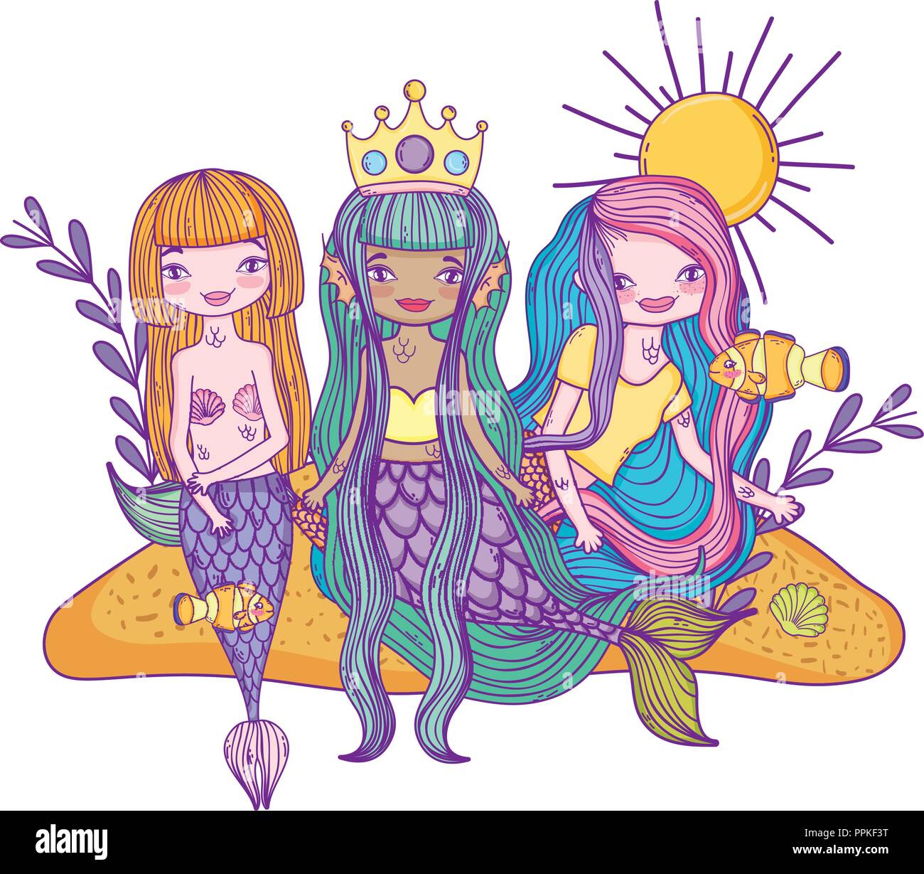 Mermaids fantasy cartoons Stock Vector Image & Art - Alamy