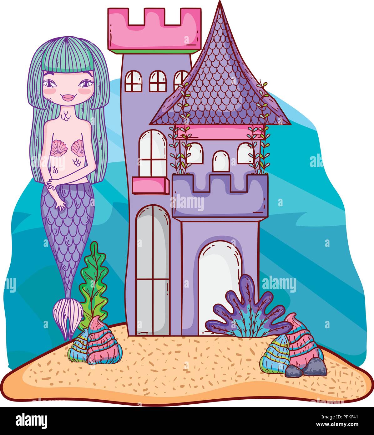 Mermaid and undersea castle Stock Vector Image & Art - Alamy