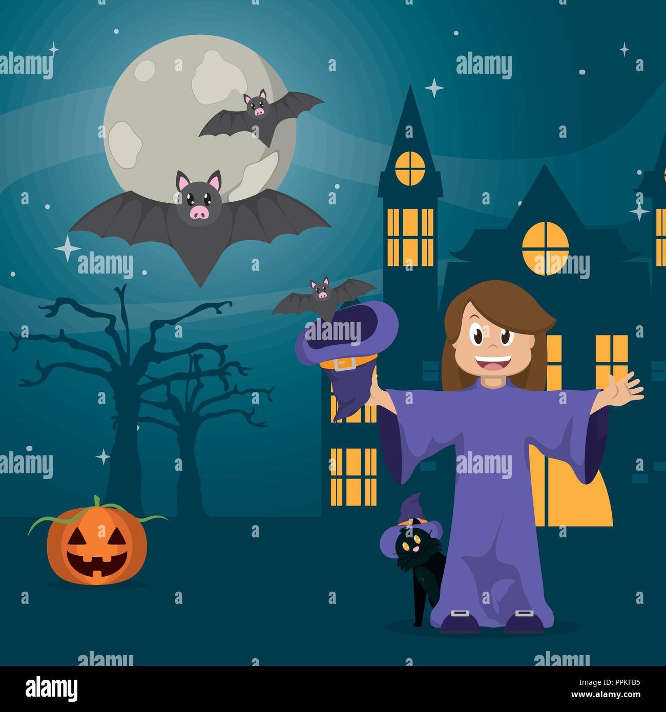Kid in halloween cartoon Stock Vector Image & Art - Alamy