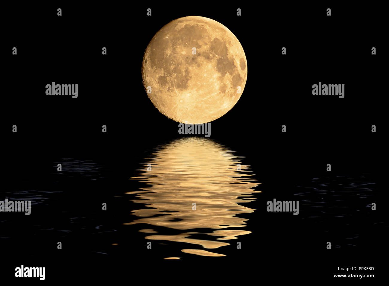 Planet Moon and shadows in the water. Elements of the furnished by NASA ...