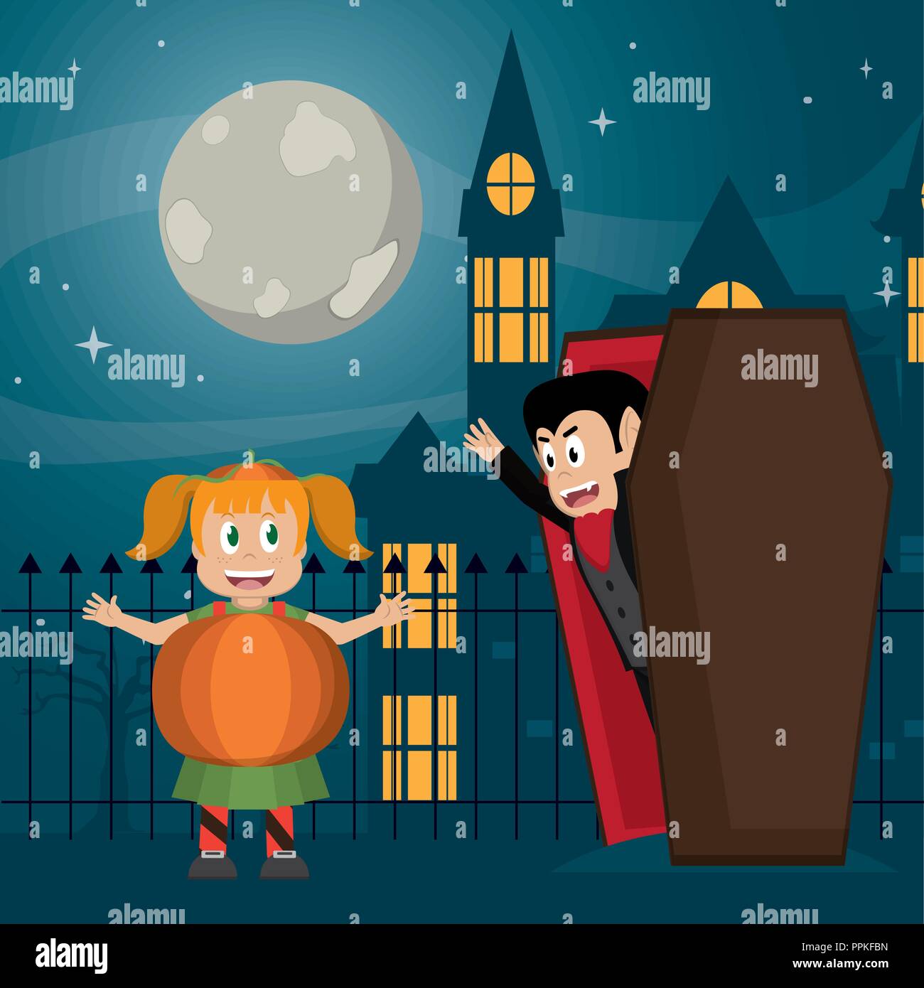 Kids in halloween cartoon Stock Vector Image & Art - Alamy
