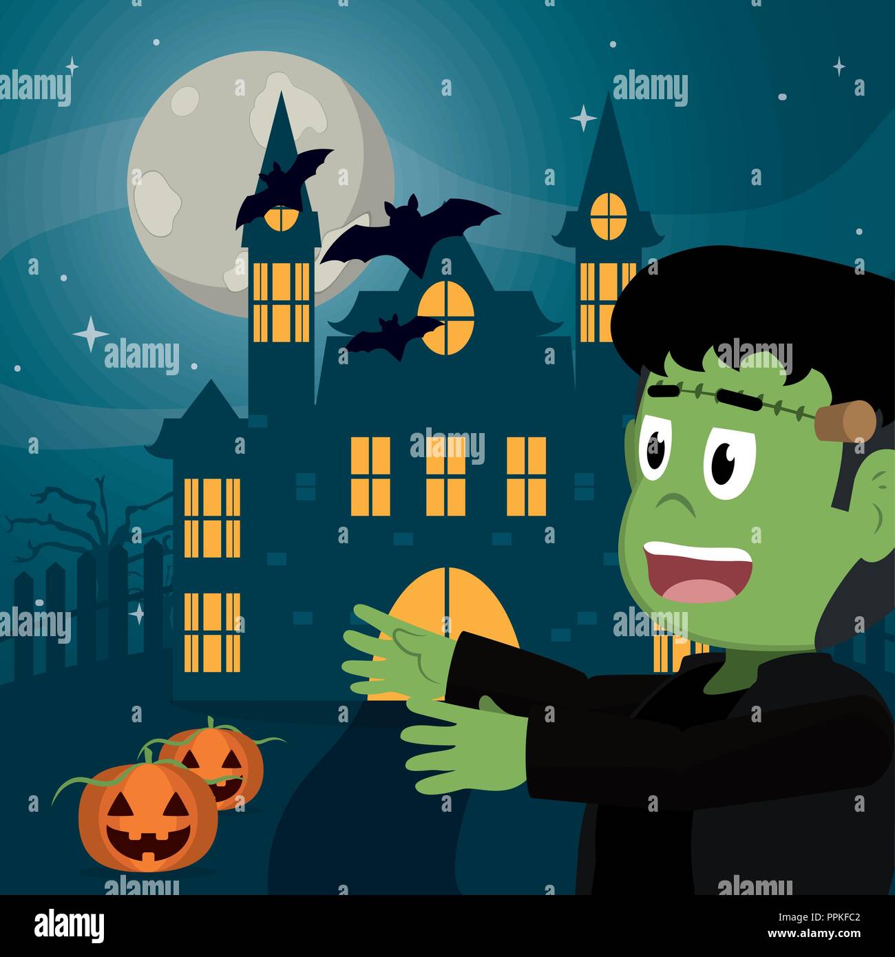 Kid in halloween cartoon Stock Vector Image & Art - Alamy