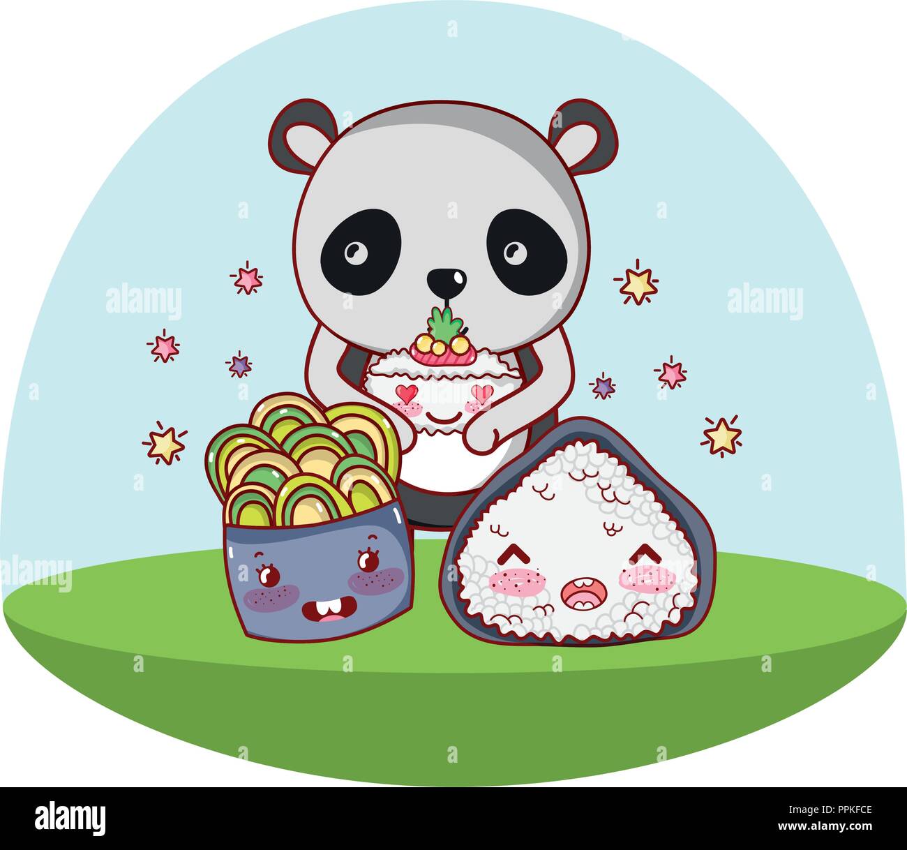 Panda bear and food kawaii Stock Vector Image & Art - Alamy