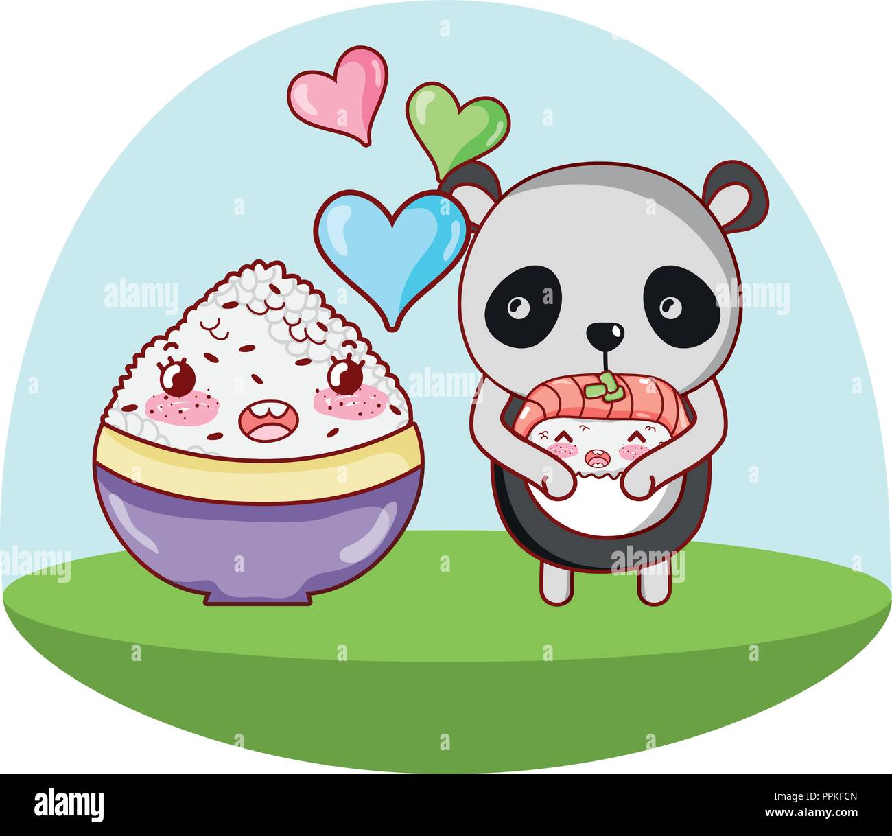 Panda bear and food kawaii Stock Vector Image & Art - Alamy