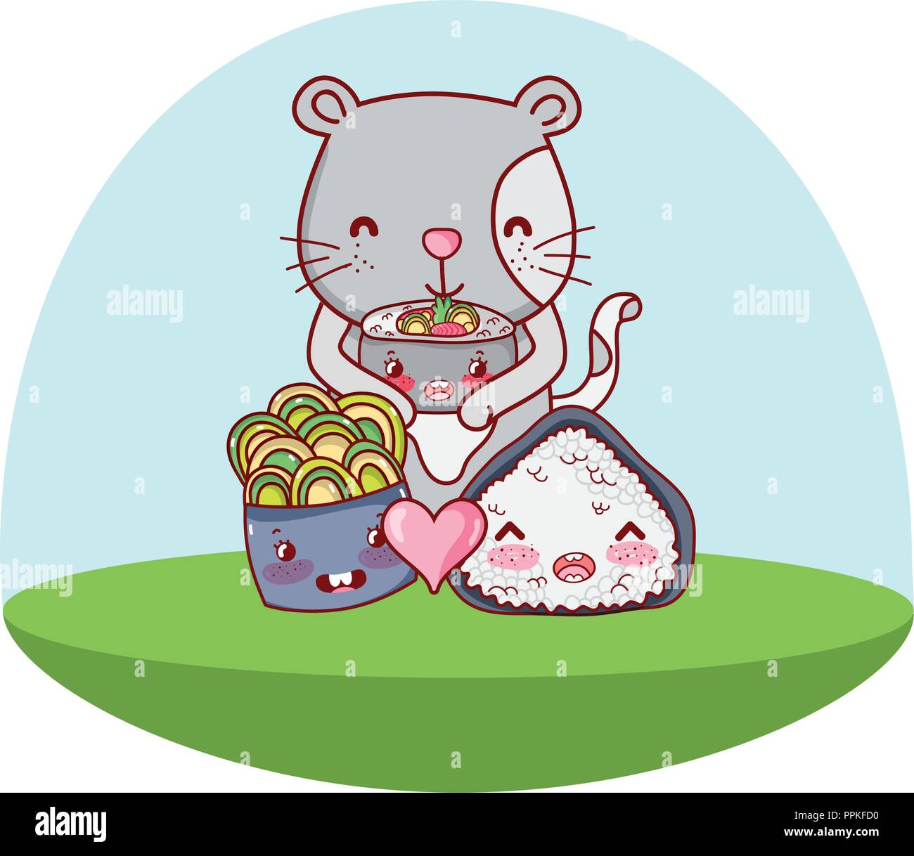 Cat and food kawaii cartoons Stock Vector Image & Art - Alamy