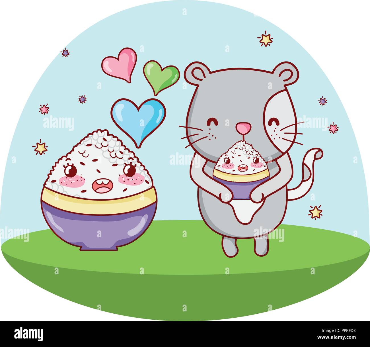Cat and food kawaii cartoons Stock Vector Image & Art - Alamy