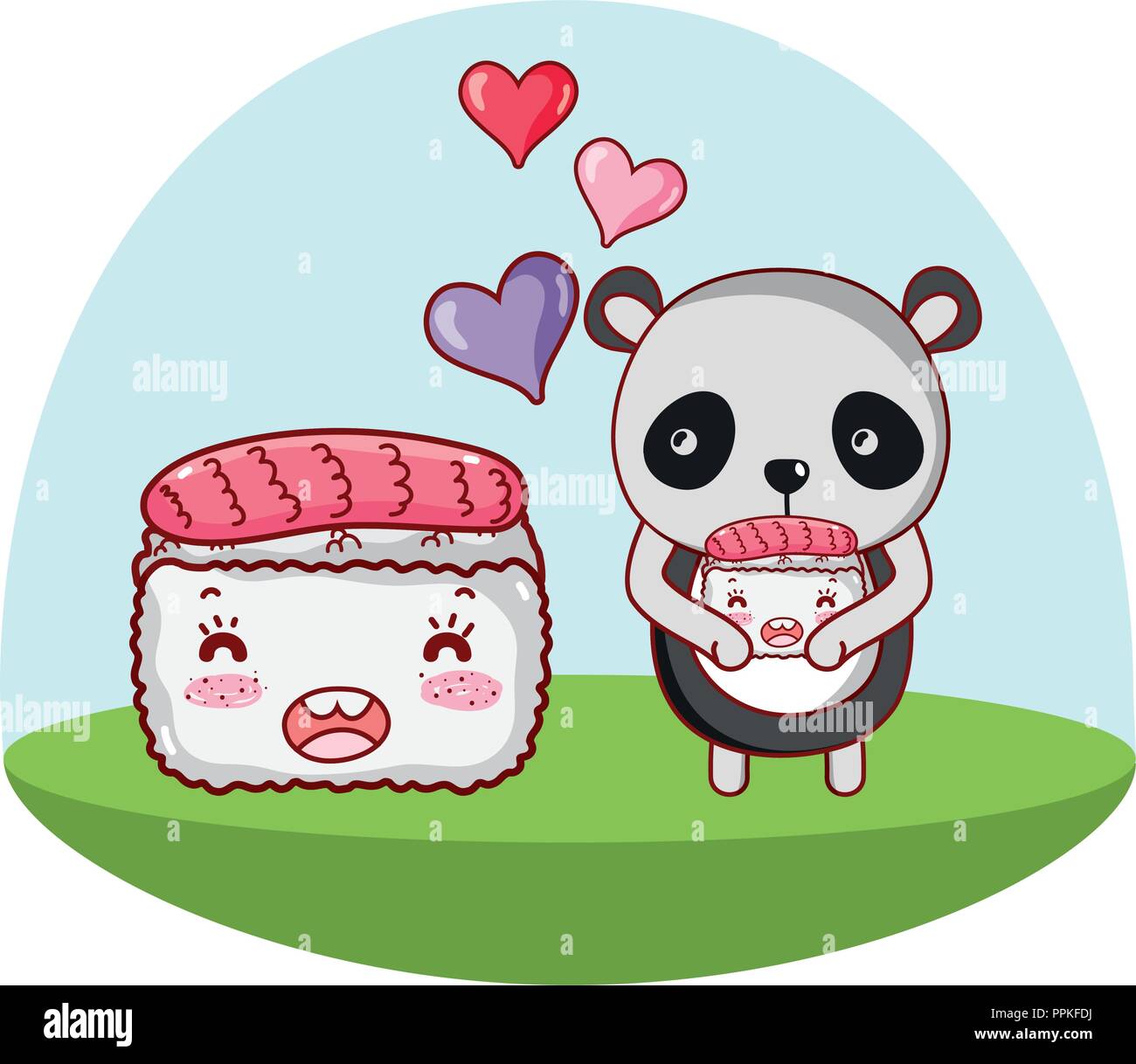 Panda bear and food kawaii Stock Vector Image & Art - Alamy
