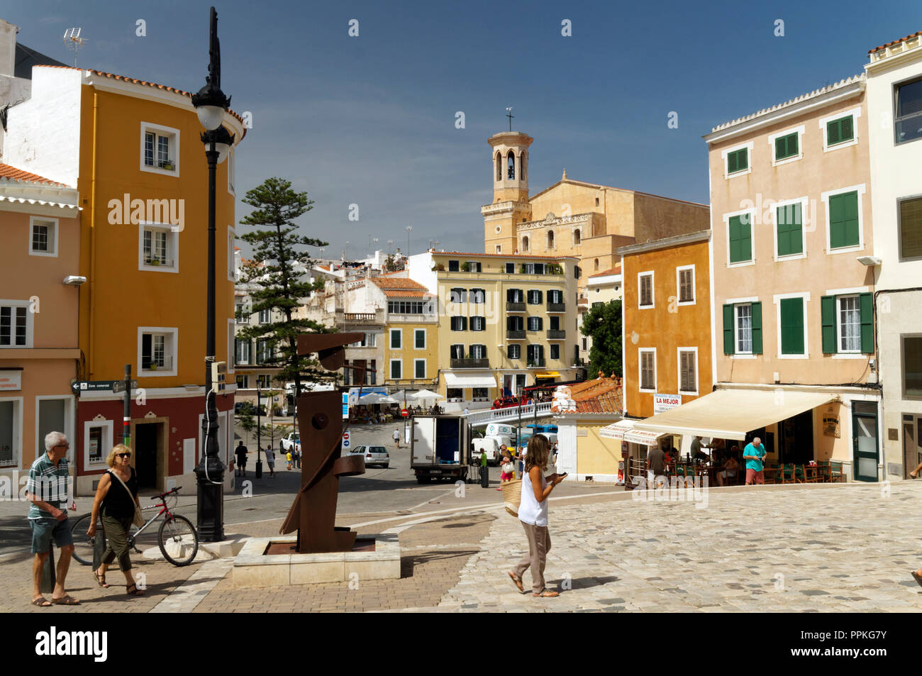 Centre of Mahon and The church of Santa Maria, Mahon or Mao, Menorca ...