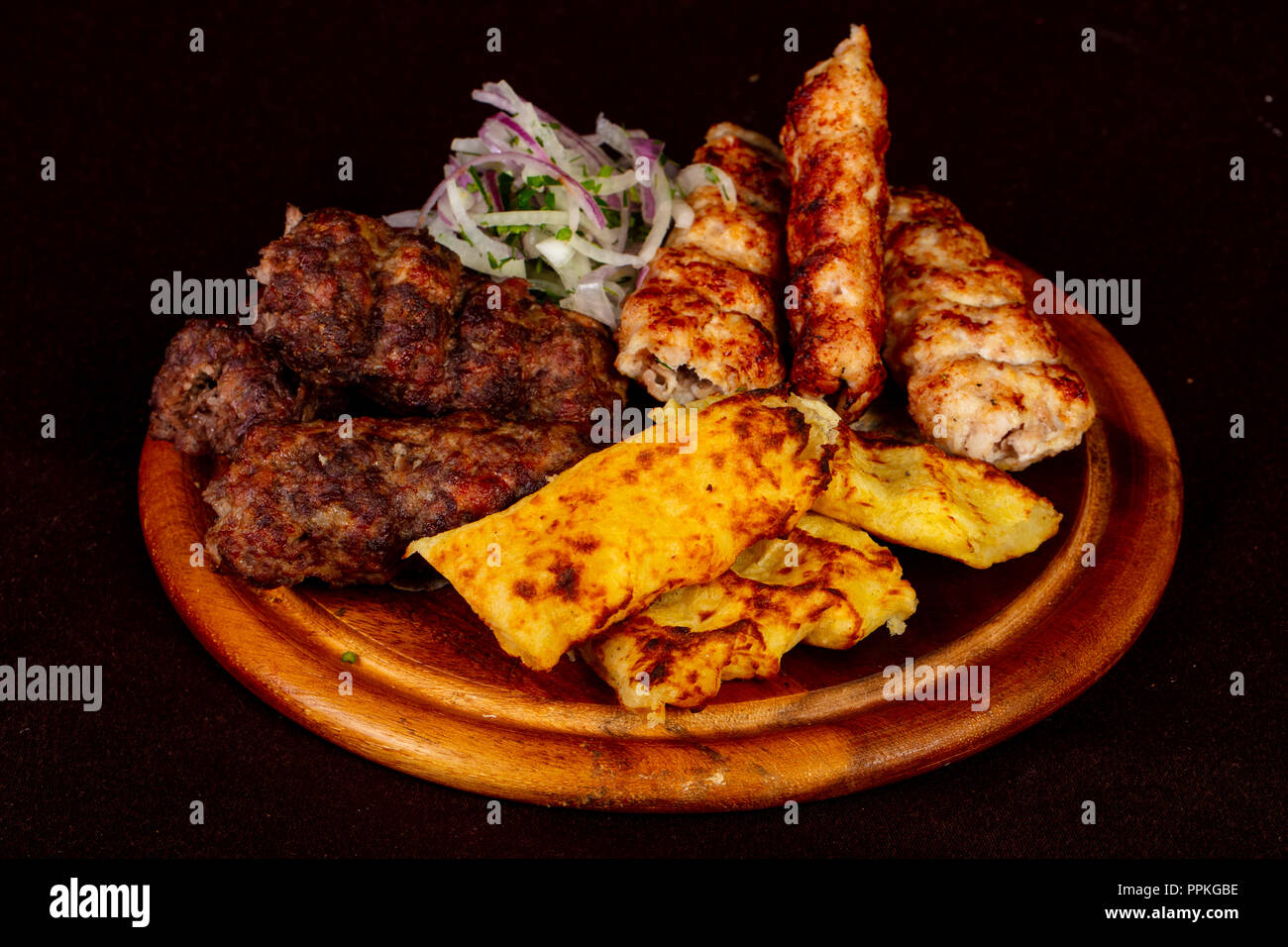 Grilled kebab kofta plate mix Stock Photo - Alamy