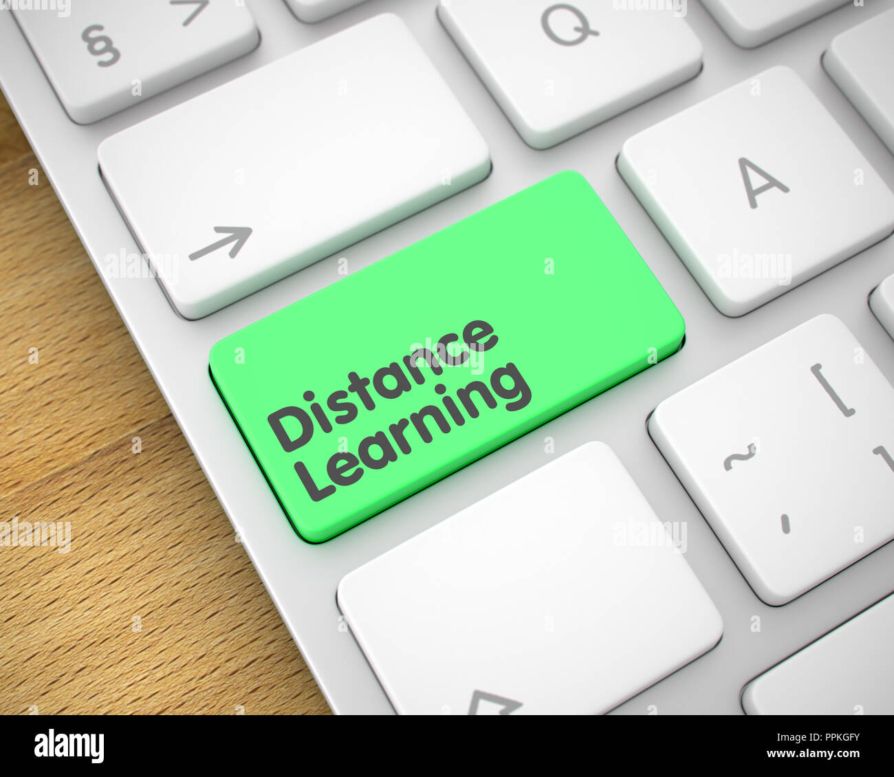 Distance Learning Written on Green Button of Modern Laptop Keyboard ...