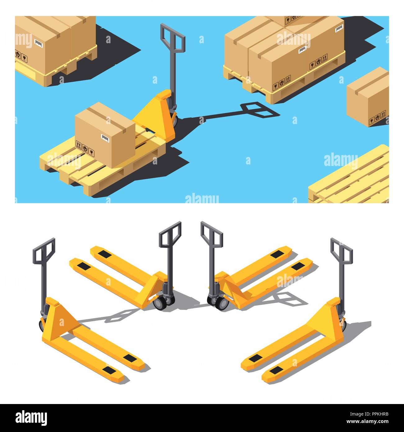 Pallet Truck. Storage Equipment Isometric Icon Set Stock Vector Image ...