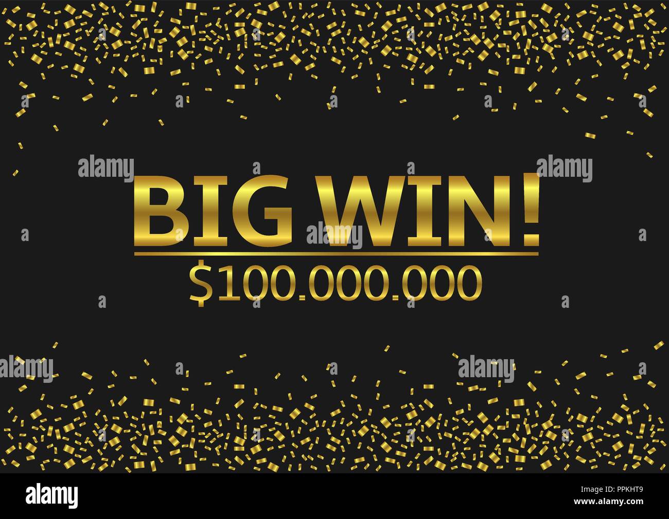 Big Win Jackpot. Golden confetti background, Vector illustration Stock ...