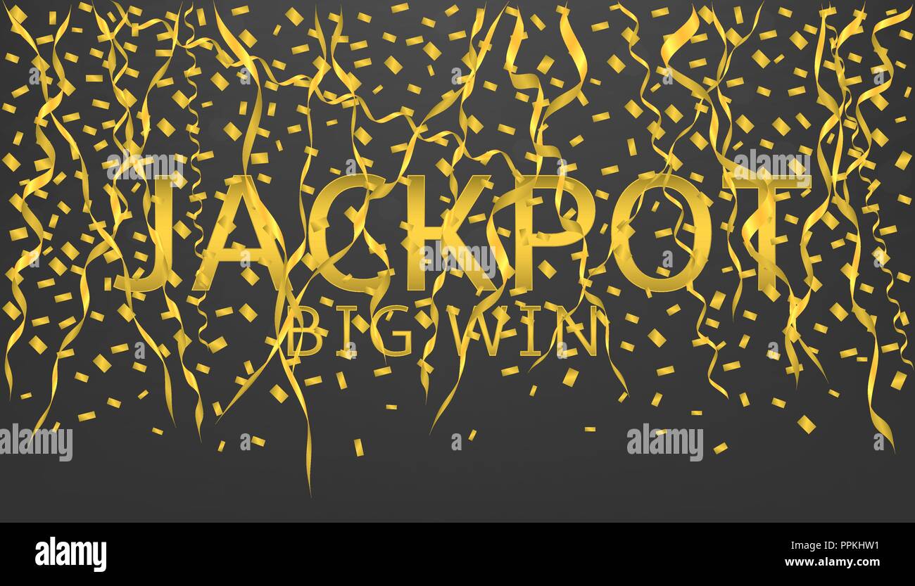 Jackpot Big Win. Golden confetti background, Gambling concept Stock ...