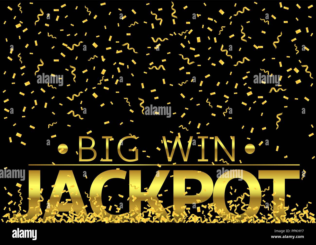 Jackpot Big Win. Golden confetti background, Gambling concept Stock ...