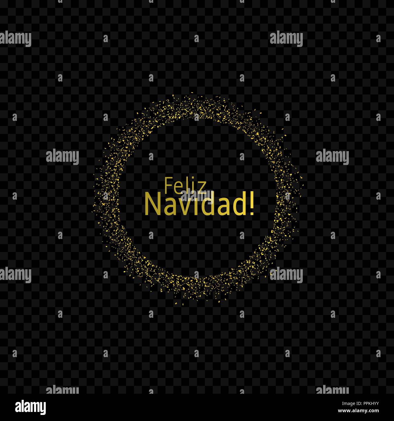 Spanish Christmas label. Feliz Navidad, Golden confetti label Stock ...
