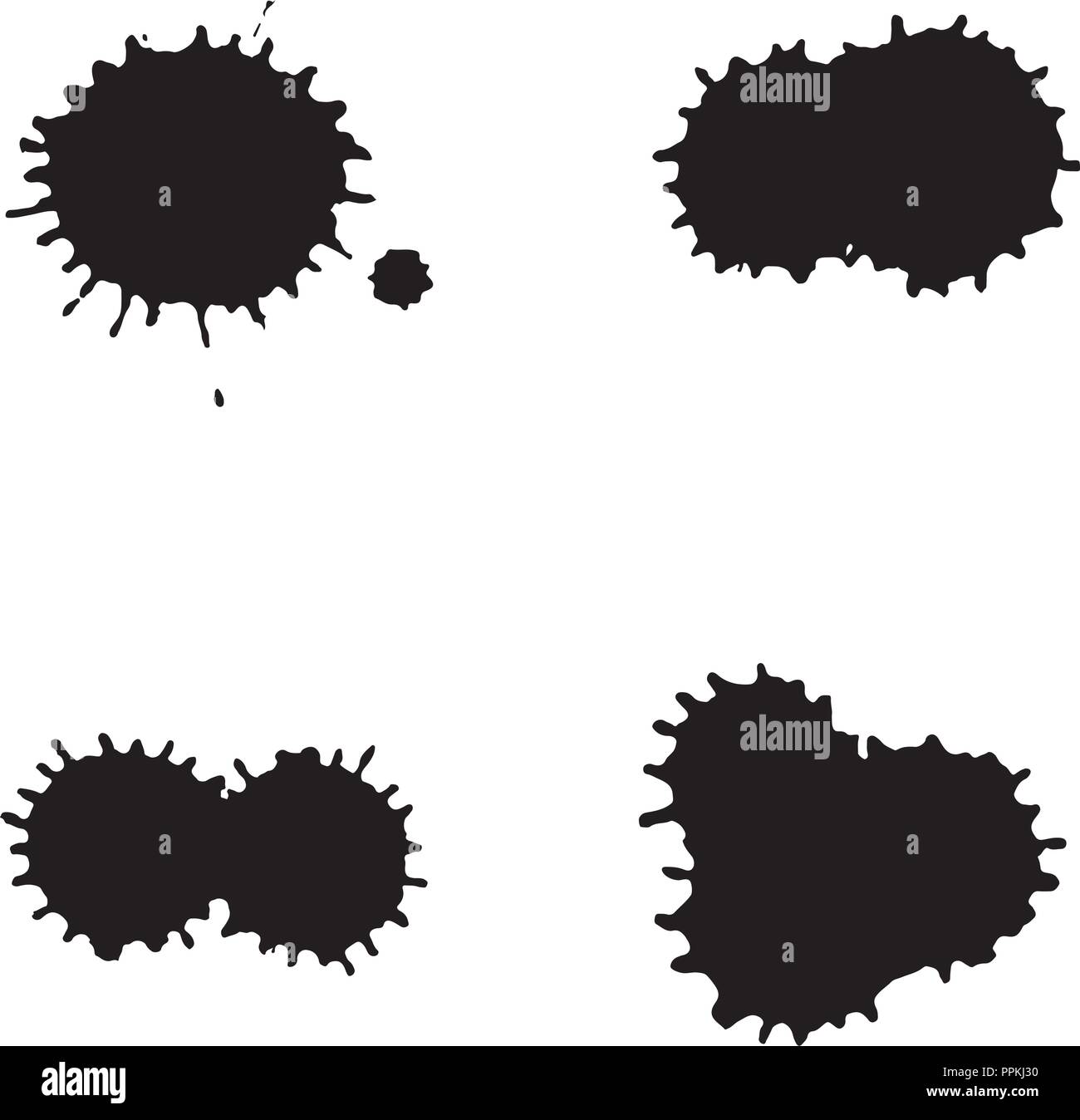 Vector illustration. Black ink spots set, texture of paint spots Stock ...
