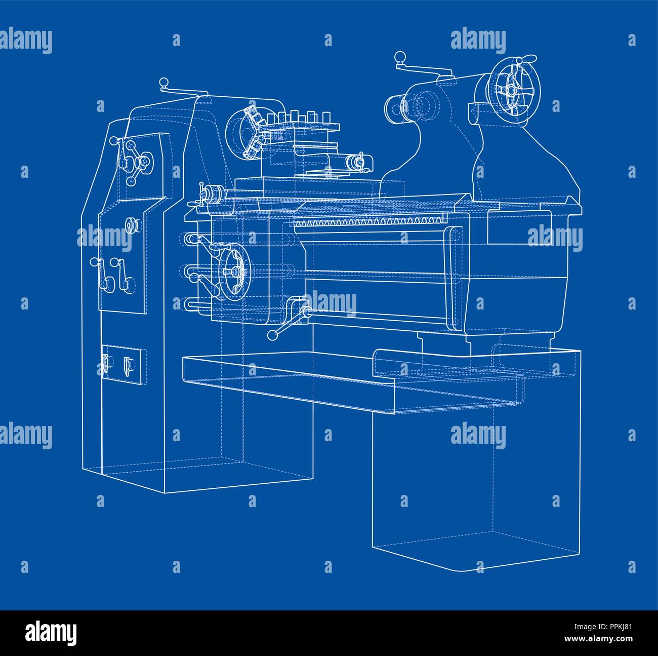 Turning lathe drawing Stock Vector Images - Alamy