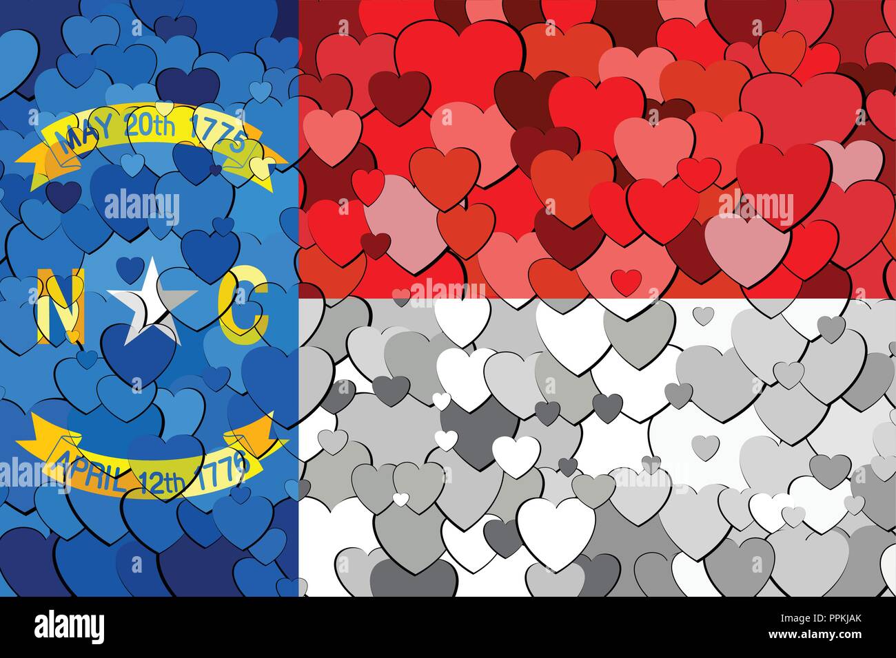North Carolina made of hearts background - Illustration, Flag of North ...