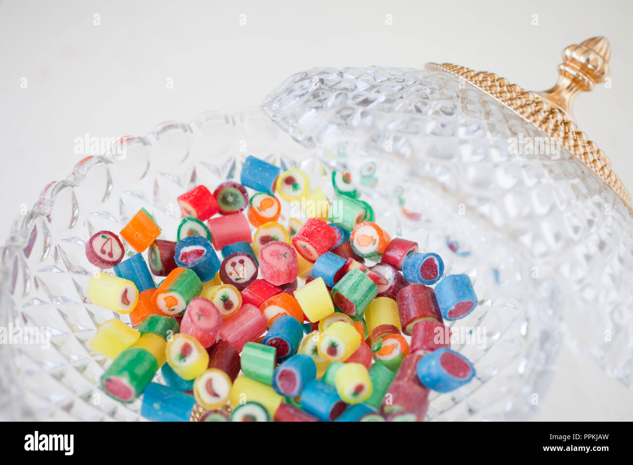 handmade candies in a crystal box Stock Photo - Alamy