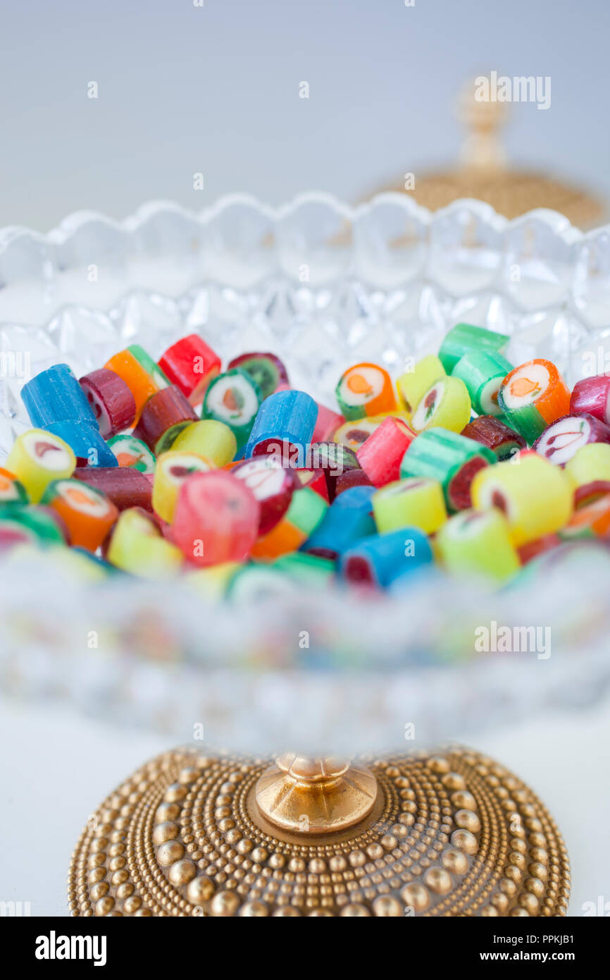 handmade candies in a crystal box Stock Photo - Alamy
