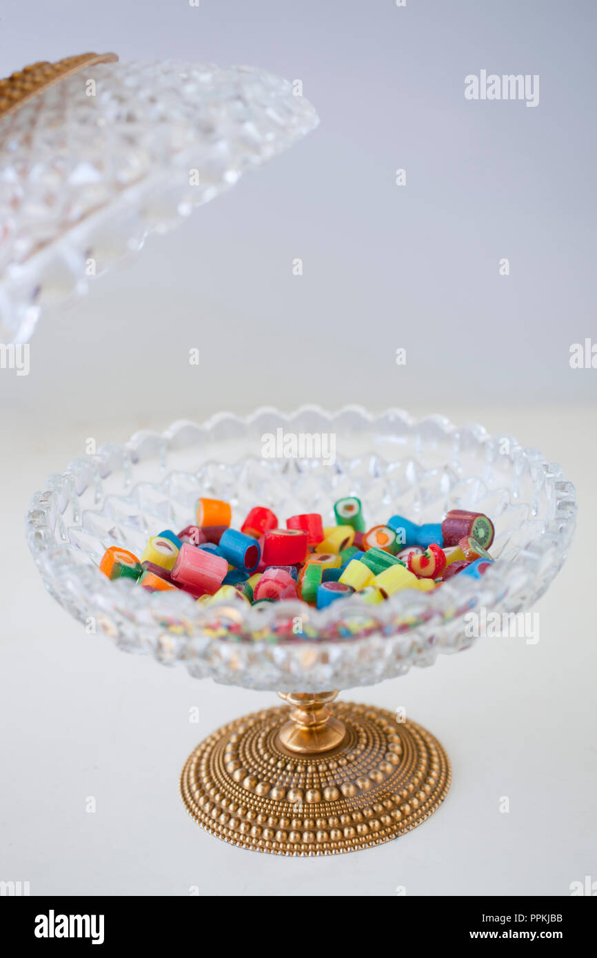 handmade candies in a crystal box Stock Photo - Alamy